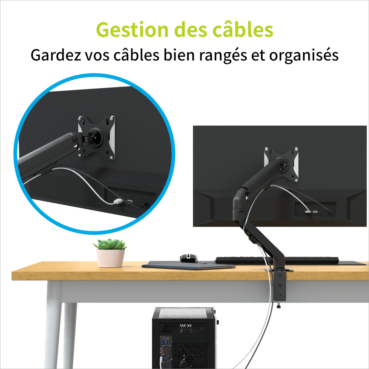 Bras d'écran ACROPAQ - Pour 1 écran, avec support à ressort, de 17 à 27 ...